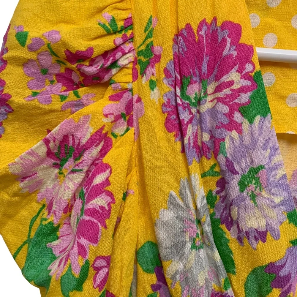 Zara | Tops | Zara Trf Yellow Floral Puff Sleeve Tie Top | Poshmark